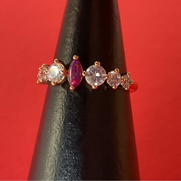 Bomb Party | Jewelry | Bomb Party Rbp6242 Follow The Love Lg Ruby Fire Opal Rose Gold Sz 7 Ring ...